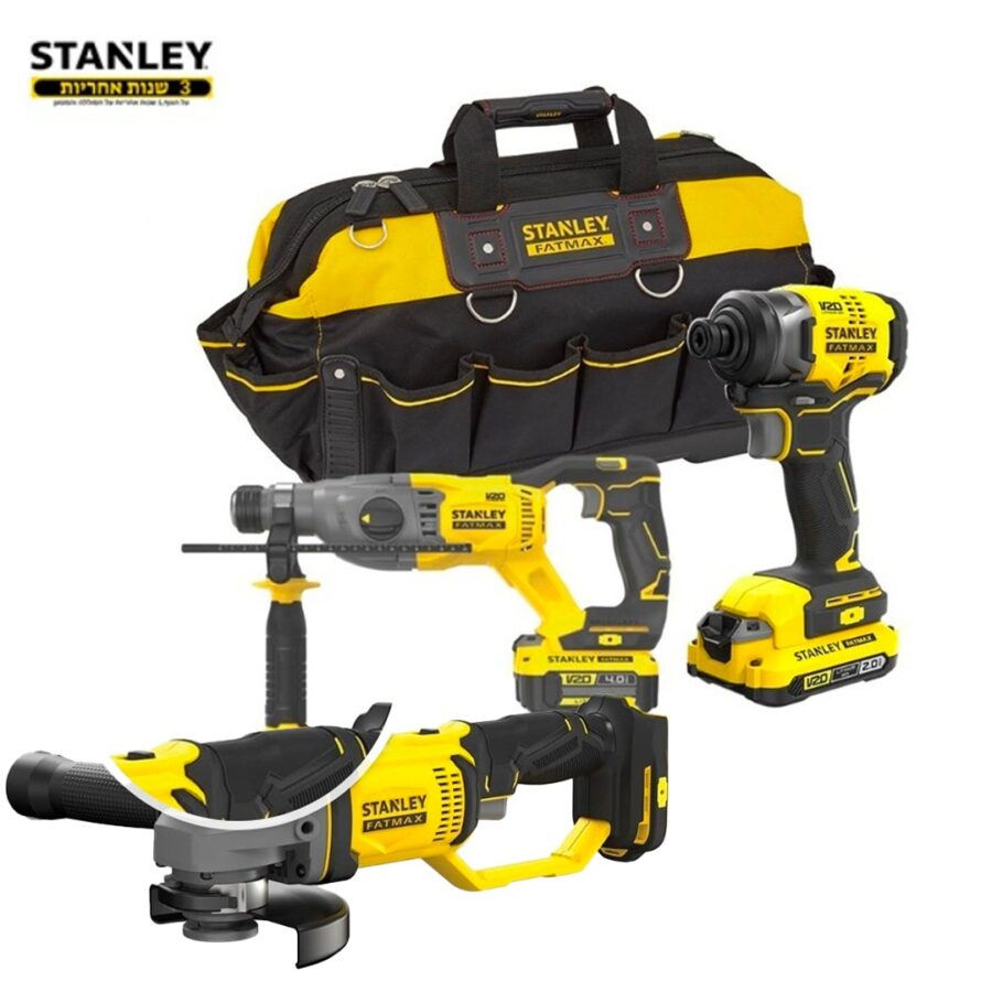 סט כלים כולל משחזת זווית + סוללות + מטען STANLEY FATMAX - Agrooz