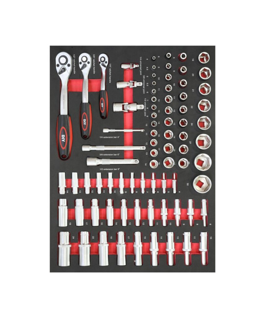 עגלת כלים מזוודת הכוללת 250 חלקים ומתנה 12 זוגות כפפות PU - Agrooz
