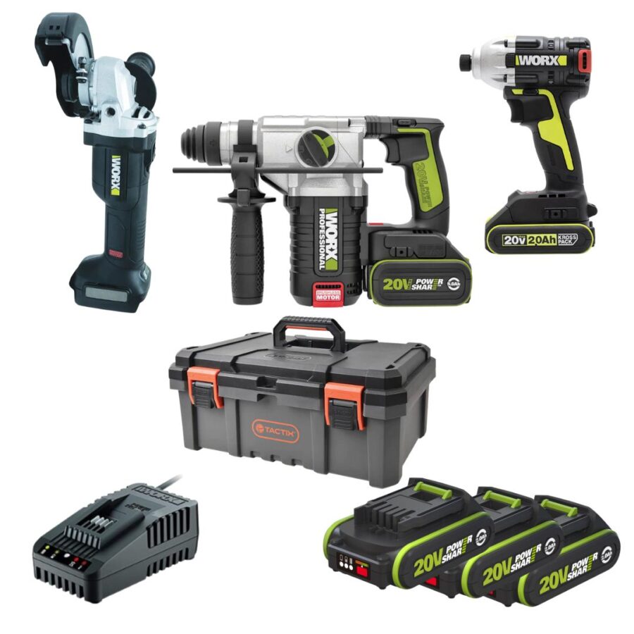 סט WORX בראשלס 3 סוללות 3 כלים בארגז כלים - Agrooz